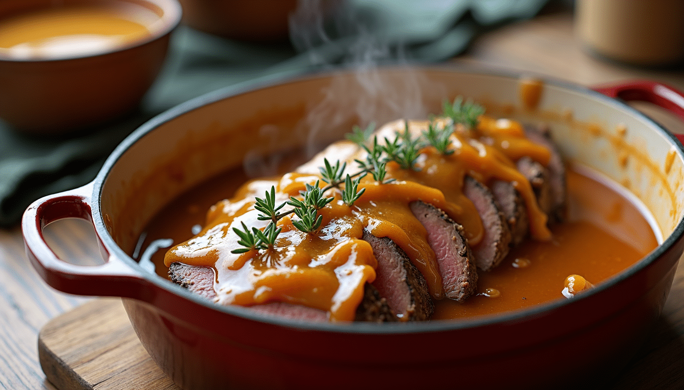Dutch Oven Pot Roast Recipe (Tender & Juicy with Orange Gravy)